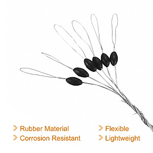 PATIKIL Fishing Rubber Bobber Beads Stoppers, 600 Pieces 6 in 1 Float Sinker Stops Oval Shape S Size for Fishing Line, Black