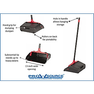 PRO SOURCE Commercial Upright Plastic-Body Dustpan with Wheels
