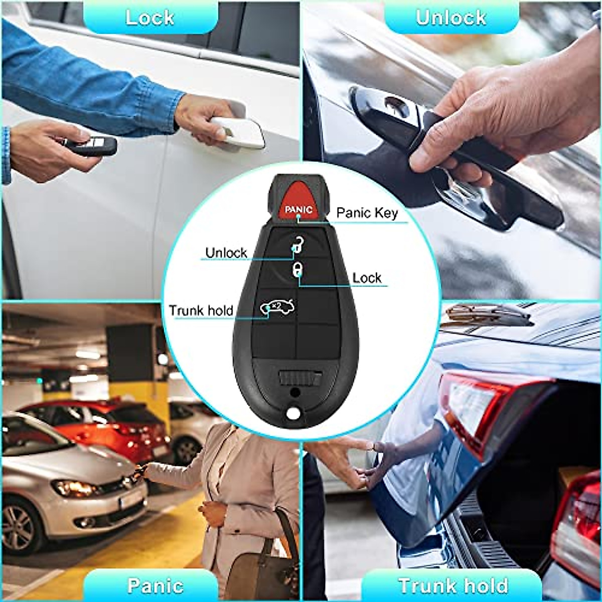 X AUTOHAUX 2pcs Replacement Keyless Entry Remote Car Key Fob M3N5WY783X 433Mhz for Dodge Charger for Chrysler 300 for Jeep Grand Cherokee 4 Buttons with Door Key