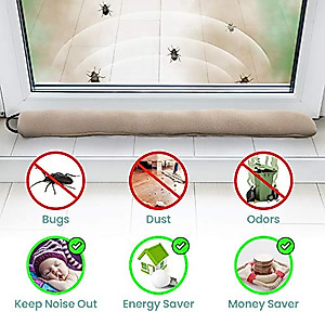 Home Intuition 3-Feet Draft Stopper Cloth Seal Weather Stop, Beige