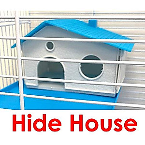 Large Twin Tower 5-Levels Crossing Level Tube Habitat Syrian Hamster Home Rodent Gerbil Mouse Mice Rat Wire Animal Cage (21L x 14W x 23H inches, Blue)