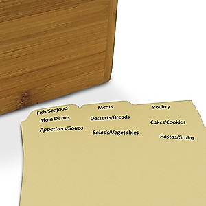 Cookbook People 4x6 Wooden Recipe Box Bamboo Wood Plain Lid - Up to 300 Cards - Includes Dividers