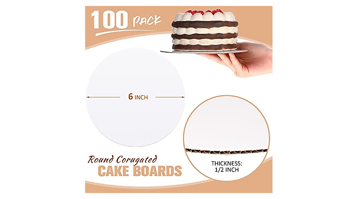 100 Pcs 6-Inch Greaseproof Cake Boards for Baking