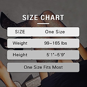 MANZI Rhinestone Fishnet Stockings High Waist Thigh High Glitter Sparkly Fishnets Tights for Women Black White