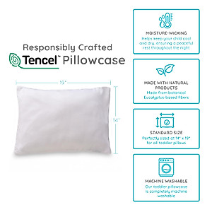 PUREgrace Tencel Toddler Pillowcase – Washable and Soft, Sized for All Toddler Pillows, Breathable and Smooth with Secure Flap Design