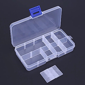 10Grids Plastic Tray Clear Plastic Beads Storage Boxes with Movable Dividers, Jewelry Organizer for Craft Beads Fishing Hooks(Orange white buckle)