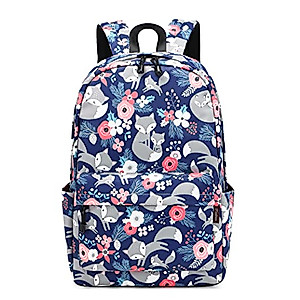 Wadirum Women Cute Printed Backpack Girl School Backpack Set Casual Daypack Fox