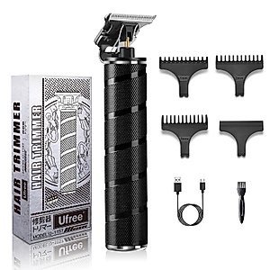 Ufree Hair Trimmer for Men, Beard Trimmer for Men Electric Razor Shavers Cordless Hair Clippers for Men, Zero Gapped T Blade Liners Grooming Hair Cutting Kit, Gifts for Men(Black)