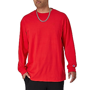 Champion, Classic Long Sleeve, Comfortable, Soft T-Shirt for Men (Reg. or Big & Tall), Scarlet, Large