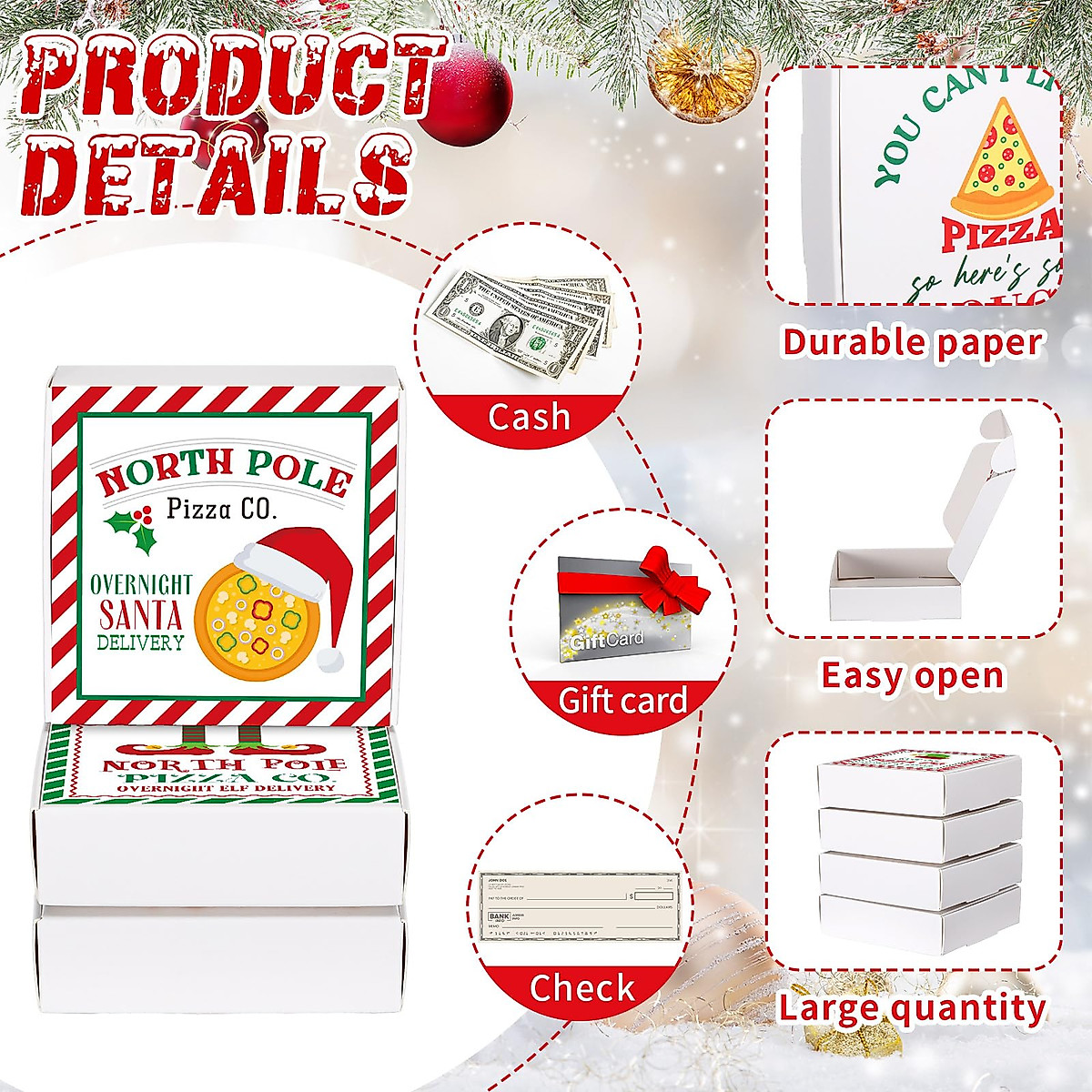 Hoolerry 24 Pcs Mini Pizza Box Gift Card Holders Bulk Christmas Gift Holder Funny Money Holder The Best Part of a Pizza Is the Dough for Money Cash Check Gifts