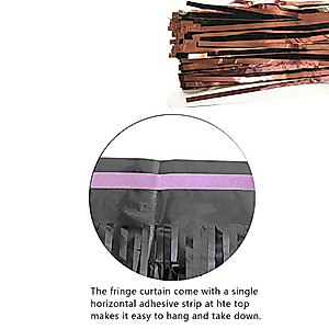 Rose Gold and Black Birthday Decorations, Black Rose Gold Party Supplies Foil Fringe Curtains Photo Backdrop for Graduation Wedding Bachelorette Birthday Party Decorations (3 Pack)