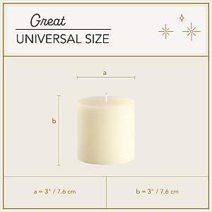 Melt Candle Pillar Candles, 3 Pack - Unscented Candles for Home, Church, Weddings, & More - 3" x 3", Ivory