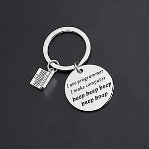 POTIY Computer Programmer Programming Keychain I Are Programmer I Make Computer Beep Boop Programmer Key Ring (programmer)