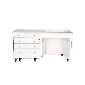 Arrow K8811 Kangaroo Sewing Cabinet for Sturdy Sewing, Cutting, Quilting, and Crafting with Joey II 3 Drawer Storage Cabinet, Portable with Wheels, White Ash Finish