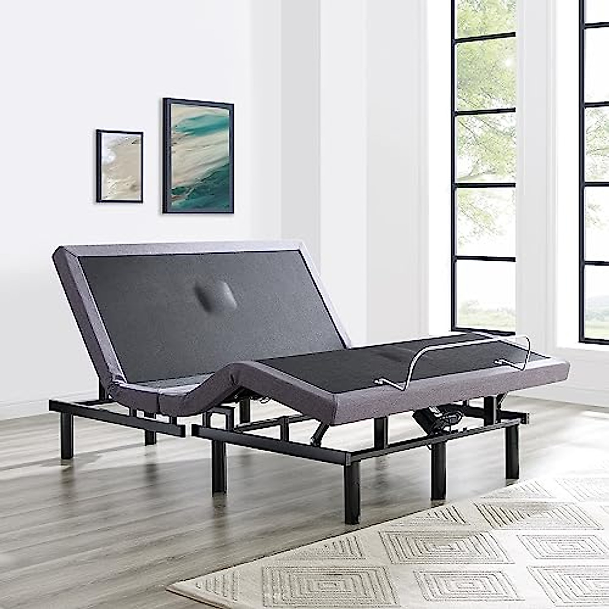 Naomi Home Pain Relieving IdealBase Adjustable Bed Frame Queen, Massaging Zero Gravity Adjustable Bed Base, Electric with 3 Speed Head & Foot Massage, Wireless Remote, 2 USB Ports, 800Lbs Capacity