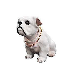 Car Animal Shaking Head Ornament,Bobbing Head Dog Cute Cartoon Resin Cake Decoration Interior Dashboard Trim Design Doll Toy Gift for Home Shop Office Simulation Accessories Bulldog