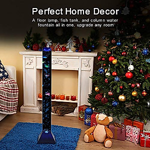 4FT LED Bubble Tube Floor Lamp Extra Large Aquarium Lamp with 10 Fish and Remote Control 20 Light Changes Tall Water Tower Tank Night Light for Bedroom Office Gift for Kids Men Women