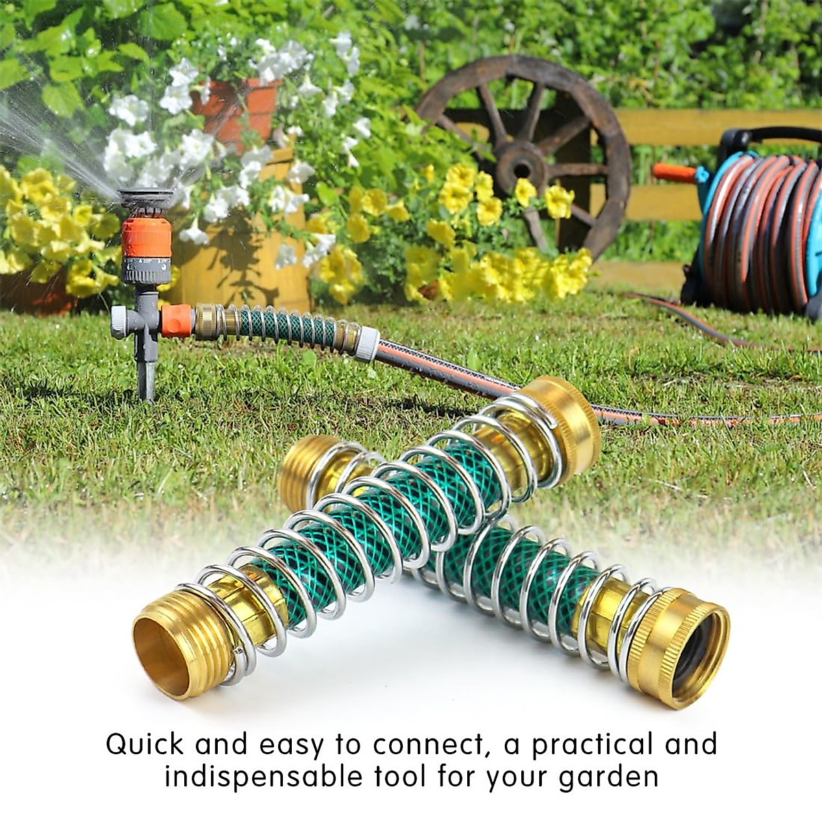 Garden Hose Extension Adapter, Hose Kink Protector with Coil Spring(Coil Spring)