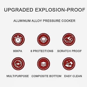 9.5 Quart Pressure Cooker Aluminum Alloy with Multiple Safety - Double Option Gas and Induction 26CM = 9 Liter + Extra Gasket