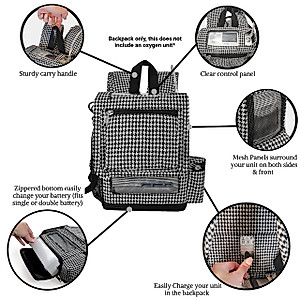 o2totes USA Backpack Fit For Inogen One G5, Inogen Rove 6, fits standard & double batteries, zippered bottom, Pockets for Inogen Accessories (Backpack only, does not contain the unit)