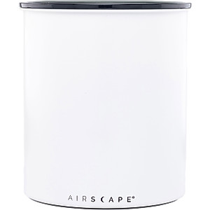 Airscape Kilo Coffee Storage Canister Large Food Container Patented Airtight Lid 2-Way Valve Preserve 2.2 lb Dry Beans Food Freshness (Matte White)