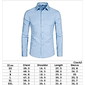 DELCARINO Men's Long Sleeve Button Up Shirts Solid Slim Fit Casual Business Formal Dress Shirt Light Blue Medium