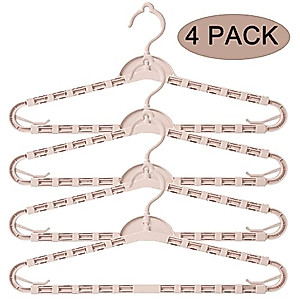 Foshine 4 Pack Extra Large Hangers Big Clothes Hangers Enlarge Adjustable Shoulder 16.5"-26" Drying Hanger Sturdy for Wide Polos Tops Cardigans Quilt Bath Towel Big and Tall Shirts (Light Pink)