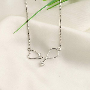 MYOSPARK Stethoscope Adjustable Chain Bracelet Medical Jewelry Gift For Doctor Nurse Medical Student (stethoscope bracelet silver)