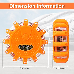 Tallew 12 Pack Flare Light LED Road Safety Flashing Warning Kit Roadside Emergency Beacon Magnet Hook Vehicle Boat Truck Disc Magnetic Flash Cars Security Driveway Automotive Strobe