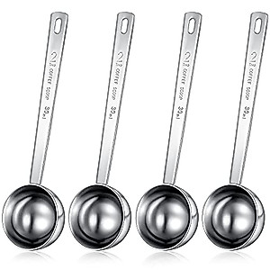 4 Pieces 2 Tablespoon Scoops with Long Handle, 30 ml Stainless Steel Coffee Spoon for Coffee Milk Fruit Powder, Measuring Dry and Liquid Ingredients, Spice Jar, Cooking Baking, Leveler