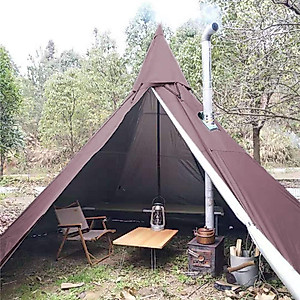 WINTENT 4 Season Teepee Tent with Stove Jack for Camping Hiking, Height 7.8FT/240CM (Brown, with Full Mesh Tent)