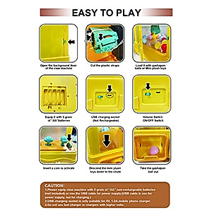 cxjoigxi Large Claw Machine for Kids Adults with Prizes, Adjustable Sound & Light, 2 Power Modes, Candy Mini Vending Crane Machines, Electronic Arcade Game Dispenser Toy for Girls Boys Gift - Bear