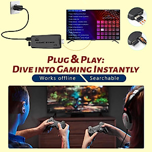 HRYYDS 2025 Retro Gaming Console Pro 4K HDMI with 40,000+ Built-in Classic Video Games - Plug & Play Game Stick for TV with 2 Wireless Controllers | 23 Emulator Support 64GB