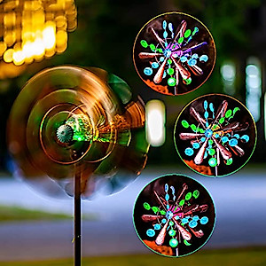 Solar Wind Spinner Aviator3 75in Multi-Color Seasonal LED Lighting Solar Powered Glass Ball with Kinetic Wind Spinner Dual Direction for Patio Lawn & Garden, Easy to Assemble and LED Color Changing