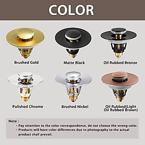 Fransiton Bathroom Sink Stopper, 1.1-1.77 Inch Basin Pop Up Black Sink Drain Stopper, Anti Clogging Drain Plug with Detachable Hair Catcher