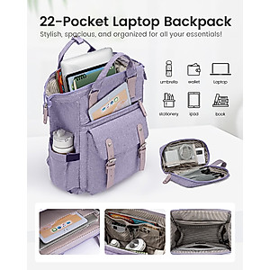 LOVEVOOK Laptop Backpack for Women, Teacher Nurse Bag Work Travel Computer Backpacks Purse,Water Resistant College School Student Bookbag with USB Charging Port, 17.3 inch