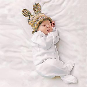 OPAWO Newborn Baby Footed Romper with Mitten Cuffs Blank Cotton Onesie Double Zipper Jumpsuit for Boys Girls 0-6 Months(Zipper/Black/White/Gray,0-3Months)