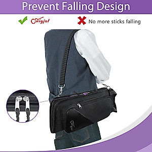 SNIGJAT Drumstick Bag with Crossbody Shoulder Strap, Large Capacity Mallet Bag with Anti-falling Pockets, Gifts for Drummers, Beginners in Band, Gig, Solid Drum Sticks Bag with Metal Hooks