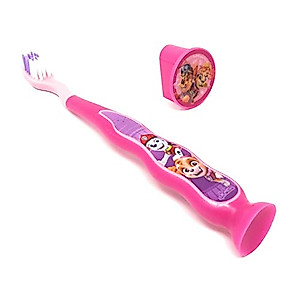 Firefly Nickelodeon Paw Patrol Kids Toothbrushes with Suction Cup and Toothbrush Cap - for Girls 3+ yrs. (2 Count (Pack of 1), Pink)