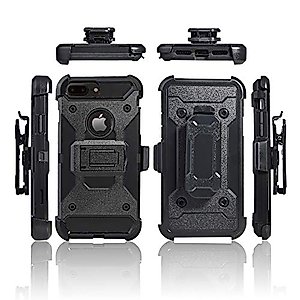 Cocomii Heavy Duty iPhone 8 Plus/7 Plus/6 Plus Case - Military Belt Clip Holster - Slim Matte Kickstand Swivel Screen Face in & Out Cover Compatible with Apple iPhone 8 Plus/7 Plus/6 Plus (Black)