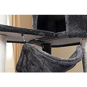 YUNIQUE Newest Cat Tree with Cat Condo and Big Hammock，Darkgrey