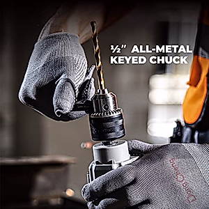 DongCheng Hammer Drill 6A,1/2 Inch Keyed Chuck, 0-3000 RPM/45000 BPM Impact Drill with 15PCS Drilling Bits for Concrete，Metal & Wood, DZJ05-13