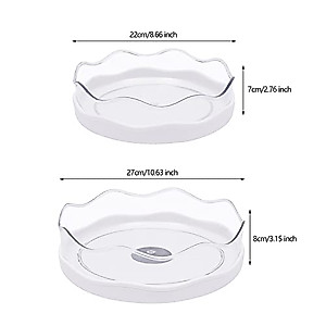 2Pack Lazy Organizer(9In+11In), Lazy Rotating Makeup Organizer, Cosmetic Display Cases, Perfume Organizer, Lazy Turntable for Cabinet, Spice Rack, Bathroom Organizer, Desk Organizers-Milky White