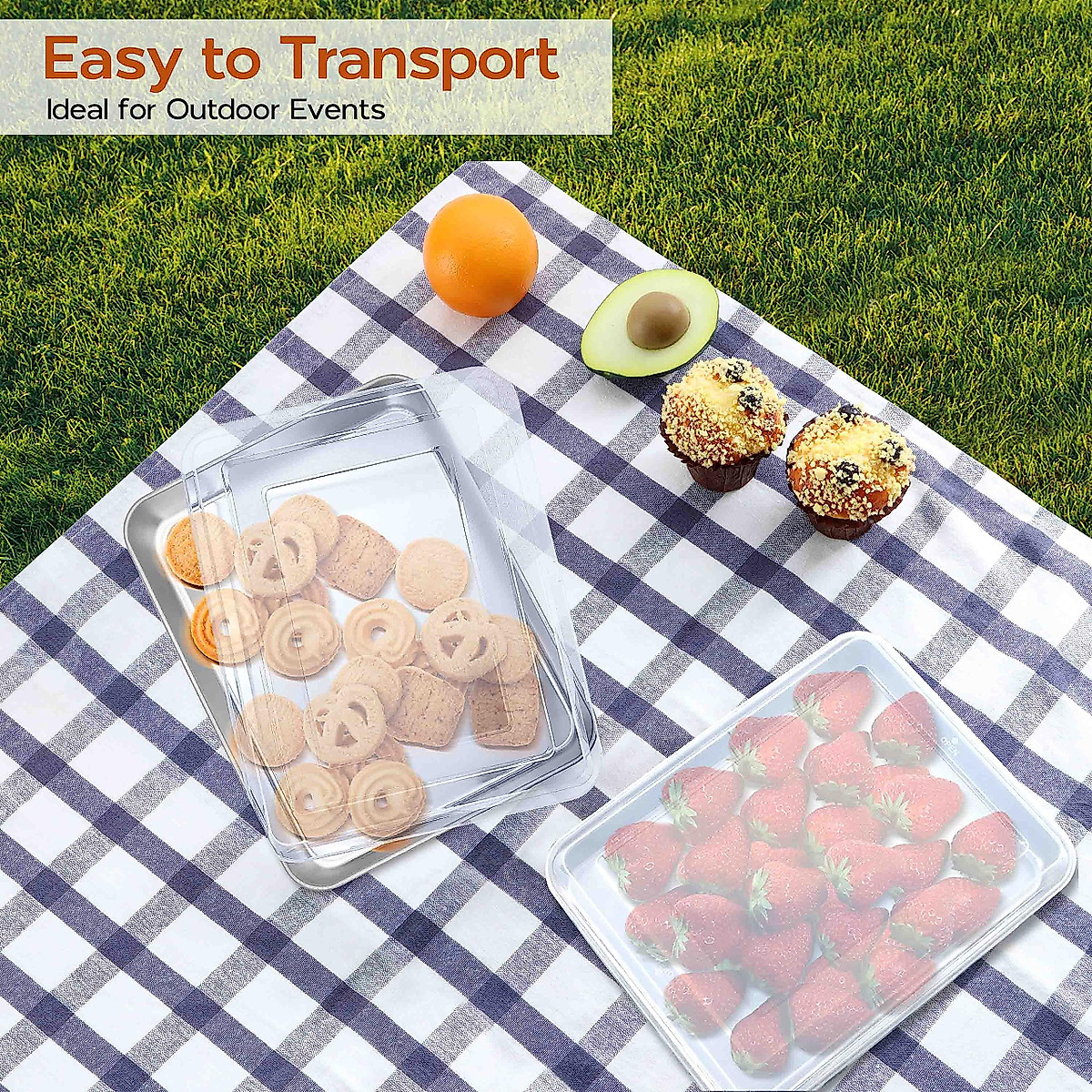 Onader 10⅜ x 8⅛ x 2 Inch Baking Pan with Lid 2 Pack Stainless Steel Lasagna Rectangular Cake Pan