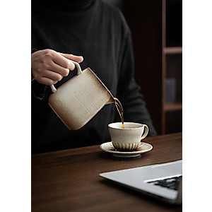 HYAXGM Pour Over Coffee Maker,Ceramic Coffee Maker With 100 pcs V60 Paper Filter，16oz/480ml Pour Over Coffee Dripper (Off White)