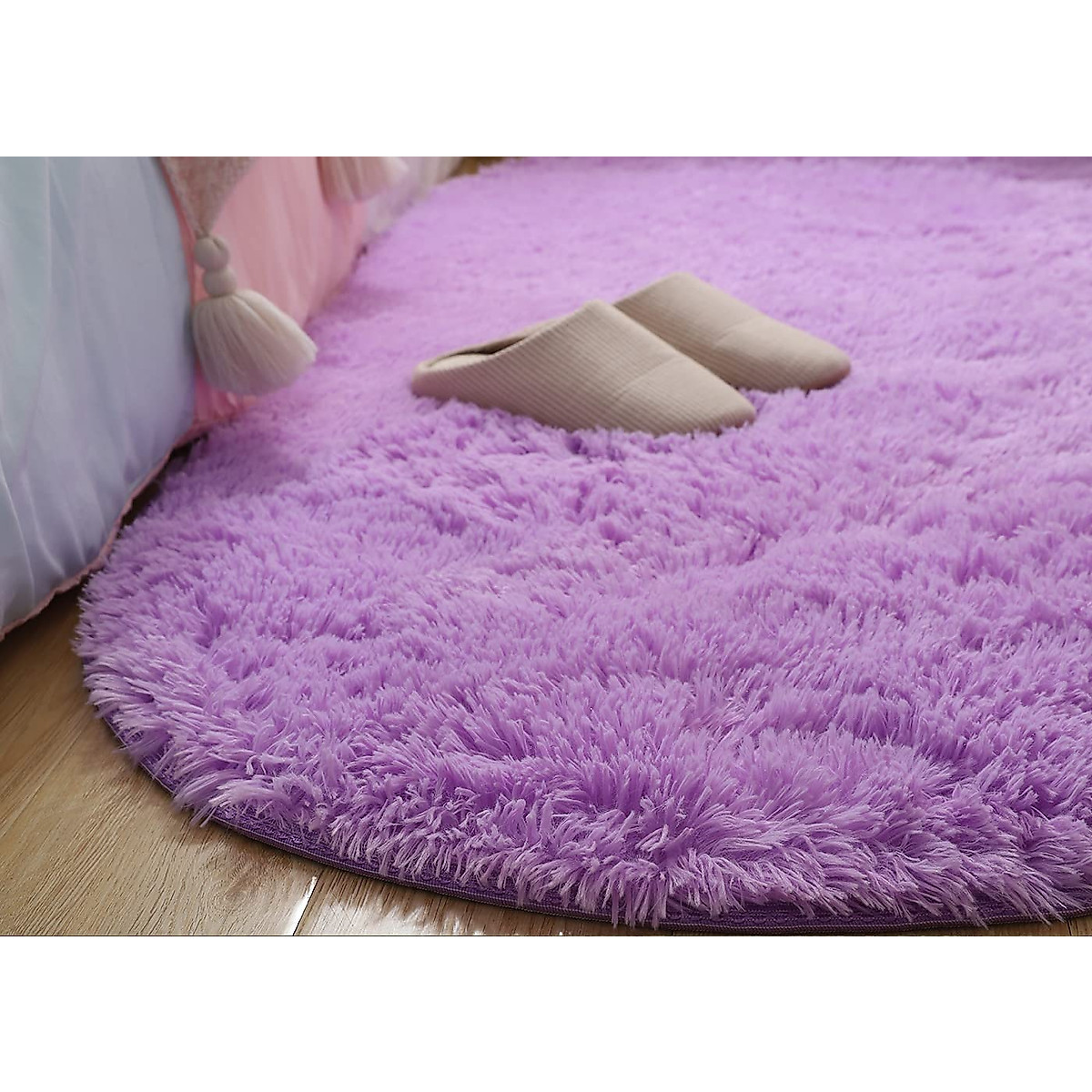 gdmgdr Soft Oval Nursery Rug for Girls Room Bedroom Oval Home Decor, 2.6' X 5.3', Purple