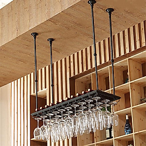 Wine Racks Ceiling Metal Wine Bottle Holder Hanging Stemware Glass Holder Storage Rack Home & Kitchen Decor, Save Space, for Bars, Restaurants