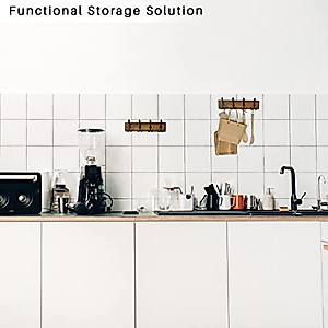 SCUNDA Coat Rack Wall Mount with 4 Hooks, Coat Hanger for Wall, Wooden Wall Hook for Coat, Jacket, Hat, Backpack, Belt, Tie, Key (2-Pack, Rustic Brown)