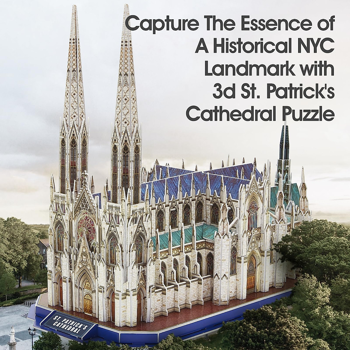 CubicFun 3D Puzzles for Adults St. Patrick's Cathedral Model Kits, New York Architecture Puzzles for Adults Building Toys for Kids Ages 8+, 117 Pieces with Booklet Easter Gifts Valentine's Day Gift