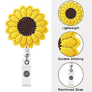 Badge Reel Holder, Accurate Stitching, Sunflower Retractable Badge Reels Reinforced Strap, Badge Clip for Kids, Badge Reel with Alligator Clip, Great Badge Holder for Women (1)